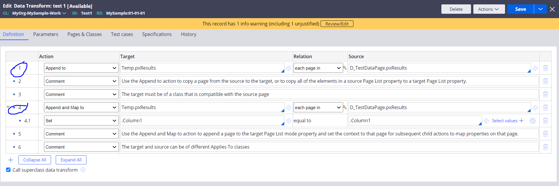 How can a data transform fetch n number of results from a Data page(without using activity ...